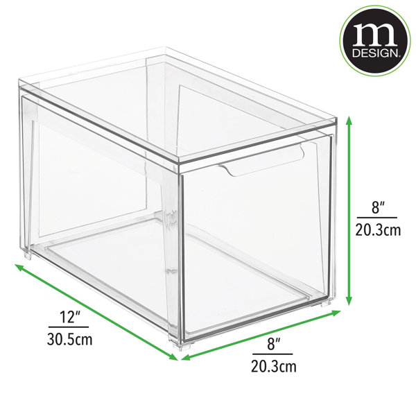 Mdesign Stacking Plastic Storage Kitchen Pantry Bin 2 Pull Out